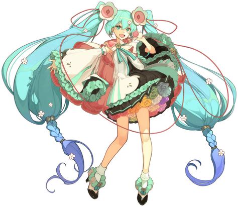Hatsune Miku Magical Mirai Miku And Magical Mirai Miku Vocaloid And 2 More Drawn By Hidari