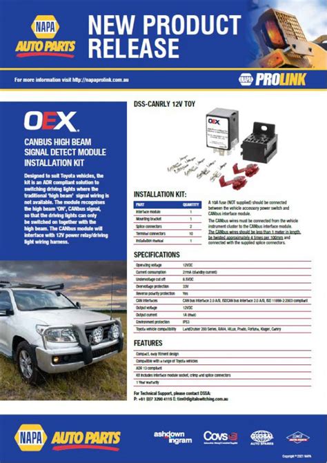 Oex Canbus High Beam Signal Detect Module Installation Kit Napa