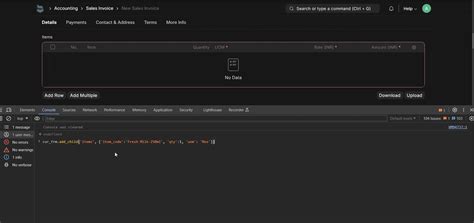 How To Add Rows To Item Table On Sales Invoice Using Javascript