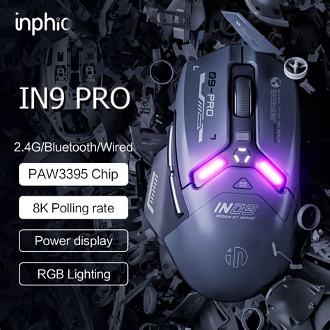 Inphic In9 Pro Gaming Mouse Wireless Wired Bluetooth5 0 Tri Mode Paw3395 26000dpi 6 Button