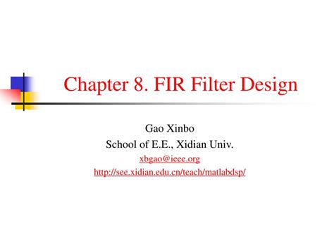 Ppt Chapter 8 Fir Filter Design Powerpoint Presentation Free Download Id 318437