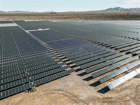 Renewable Solar Energy Solar Farm In The Desert Of Southern Nevada On A