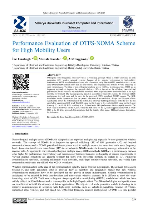 Pdf Performance Evaluation Of Otfs Noma Scheme For High Mobility Users