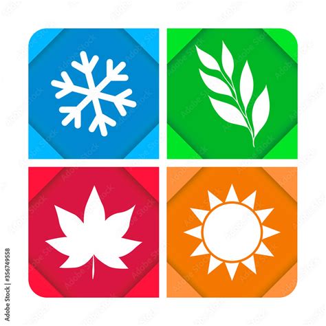 Four Seasons Of The Year Logo Icon Concept Shadow 3d Colored Isolated