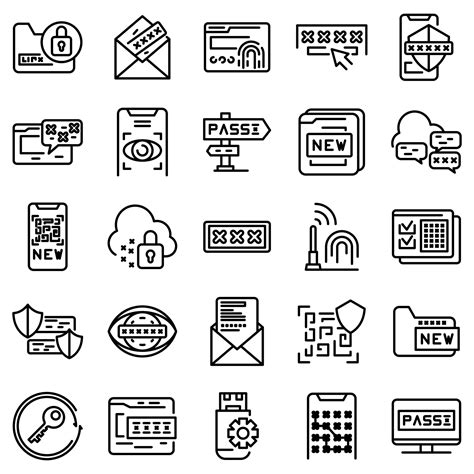 Password Recovery Icons Set Outline Style 8351634 Vector Art At Vecteezy