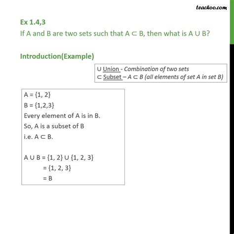 Ex 14 3 If A And B Are Two Sets Such That A Subset Of B