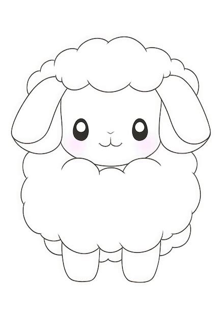 Premium Photo Cute Lamb Coloring Page On A4 Paper