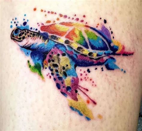 15 Best Watercolor Turtle Tattoo Designs Rainbow Turtle Tattoo