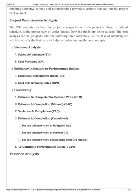 Project Monitoring Using Cost Schedule Variance And Evm Performance