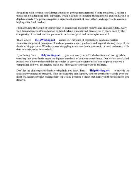 Ms Project Management Thesis Topics Pdf Thesis Project Management