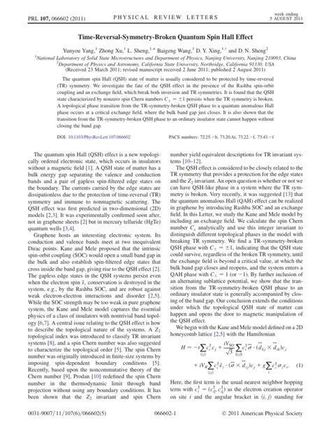 2011 Time Reversal Symmetry Broken Quantum Spin Hall Effect Pdf