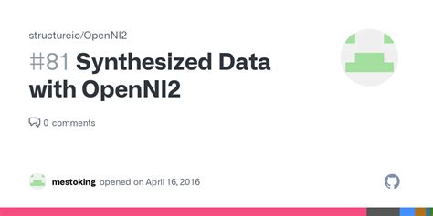 Synthesized Data With Openni Issue Structureio Openni Github