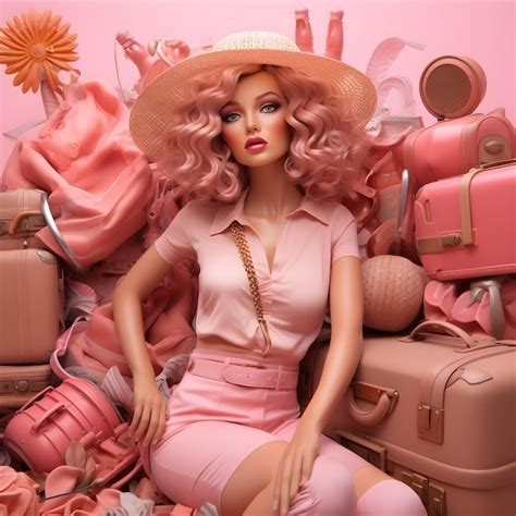 Premium Photo Pink Model Blonde Girl In Pink Background As Businesswoman