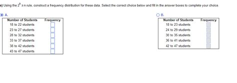 Solved Using The 2k≥n Rule Construct A Frequency