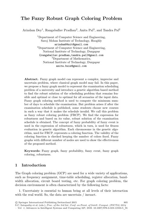 Pdf The Fuzzy Robust Graph Coloring Problem