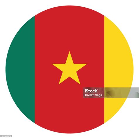 카메룬 국기입니다 플래그 아이콘입니다 표준 색상 원 아이콘 플래그입니다 컴퓨터 일러스트레이션 디지털 일러스트레이션 벡터 일러스트 레이 션입니다 0명에 대한 스톡 벡터 아트