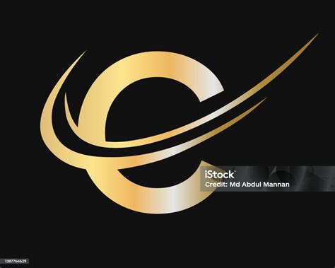 골든 럭셔리 컬러와 모노그램 디자인의 C 레터 로고 초기 C 편지 고급스러운 로고 템플릿 개념에 대한 스톡 벡터 아트 및 기타