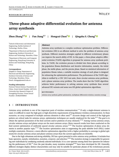 Three‐phase Adaptive Differential Evolution For Antenna Array Synthesis