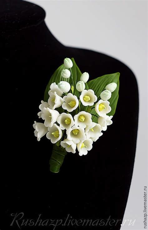 Брошь Ландыши заколка Ландыши с цветами из полимерной глины в интернет магазине Ярмарка