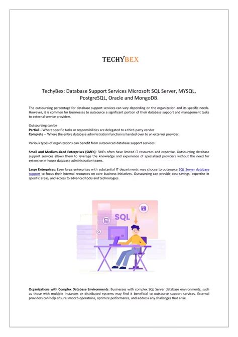 PPT TechyBex Database Support Services Microsoft SQL Server MYSQL PostgreSQL Oracle And