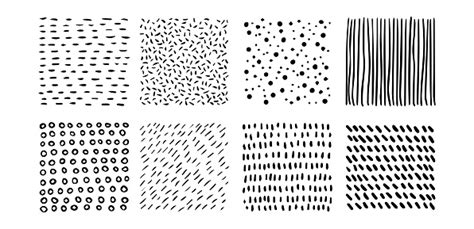 낙서 사각형 패턴의 집합입니다 추상적인 모양과 디자인 요소 포스터 소셜 미디어 및 기타 디자인을 위한 트렌디한 패턴 벡터
