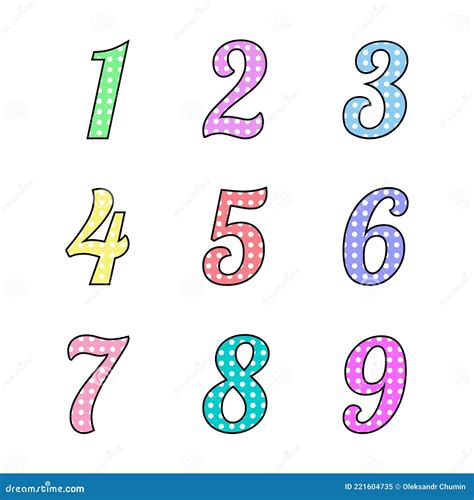 A Set Of Colored Numbers Cute Numbers Stock Vector Illustration Of
