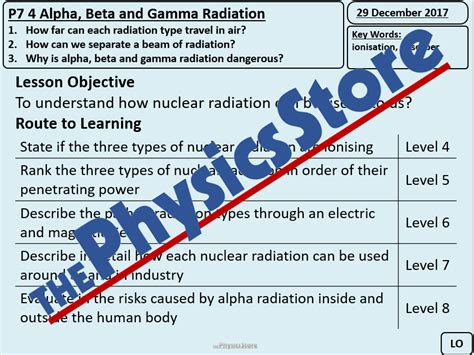Ks4 Gcse Physics Aqa P7 4 More About Alpha Beta And Gamma Radiation Ppt 1ws And 1ms Lesson