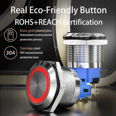 Pulsar Latching Retention Stainless Steel Push Button 22mm Ring Illumination Switch Spare