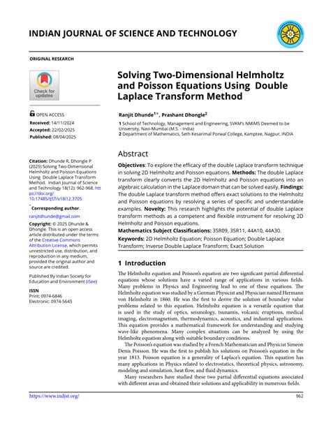Pdf Solving Two Dimensional Helmholtz And Poisson Equations Using