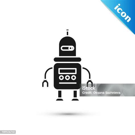 흰색 배경에 격리 된 검은 로봇 아이콘입니다 벡터 일러스트레이션 개념에 대한 스톡 벡터 아트 및 기타 이미지 개념 과학 귀여운 Istock