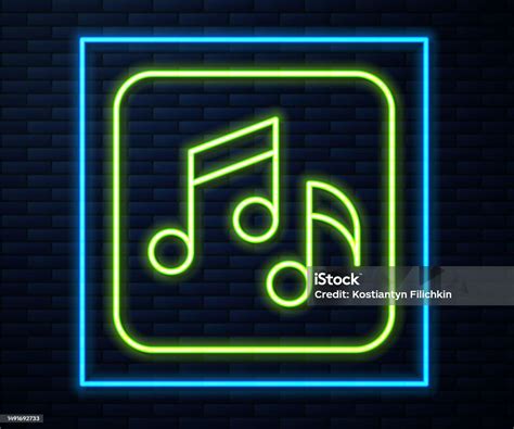 벽돌 벽 배경에 고립 된 빛나는 네온 라인 음악 노트 톤 아이콘 벡터 0명에 대한 스톡 벡터 아트 및 기타 이미지 0명 25 센트 3차원 형태 Istock