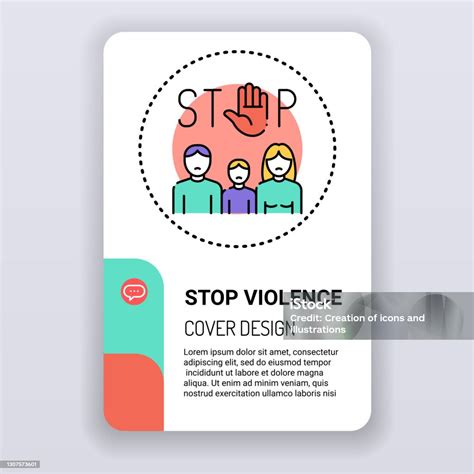 폭력 브로셔 템플릿을 중지합니다 커버 디자인 가족 괴롭힘 흰색 배경에 선형 일러스트 만화 캐릭터로 디자인 인쇄 가족에 대한 스톡 벡터 아트 및 기타 이미지 Istock