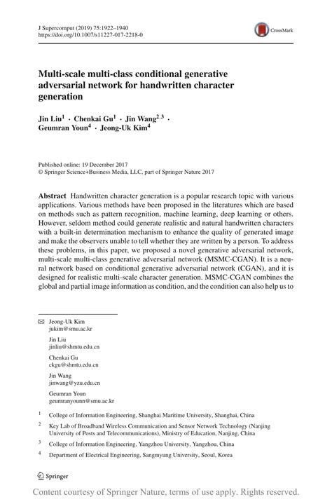 Multi Scale Multi Class Conditional Generative Adversarial Network For Handwritten Character