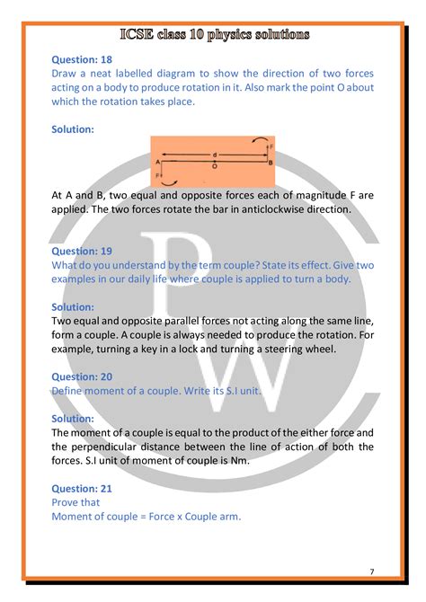 Solutions Of Chapter 1 Force For ICSE Class 10 Physics PW