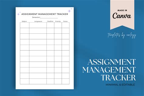 Assignment Management Tracker Planner Graphic By Templates By Amleyy · Creative Fabrica