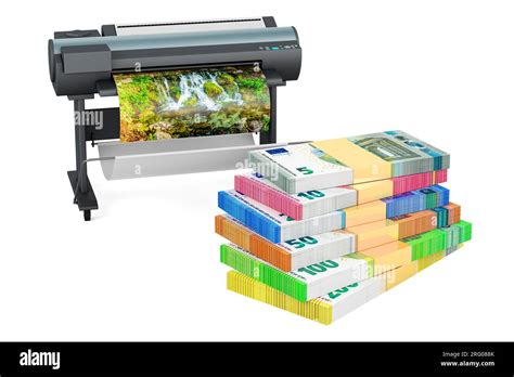 Plotter Large Format Inkjet Printer With Euro Packs 3d Rendering
