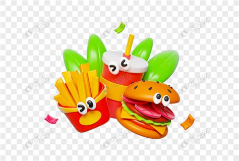 3d 만화 미식가 콜라 버거 감자 튀김 포스터 장식 요소 Png 일러스트 무료 다운로드 Lovepik