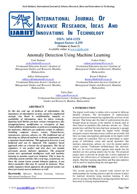 Anomaly Detection Using Machine Learning