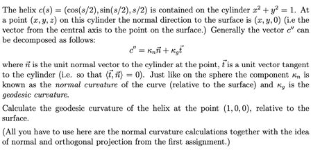 Calculate The Geodesic Curvature Of The Helix At The