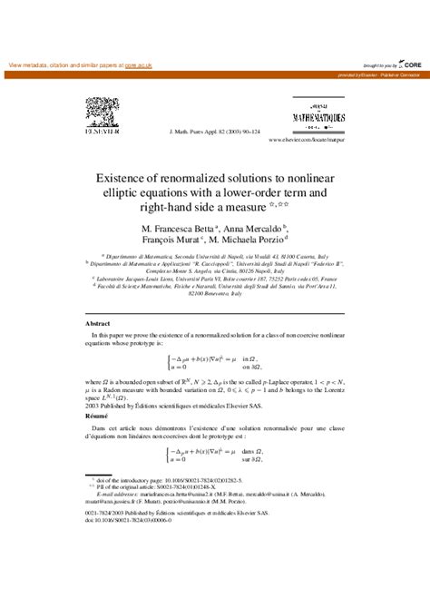 Existence Of Renormalized Solutions To Nonlinear Elliptic Equations