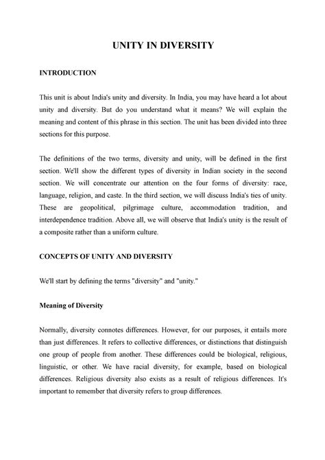 Unity In Diversity Lecture Notes 8 Unity In Diversity Introduction