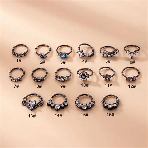 1pc 088mm 16g 스테인레스 스틸 코 링 여성용 후프 격막 링 연골 귀걸이 십대를 위한 코 귀 바디 피어싱 쥬얼리