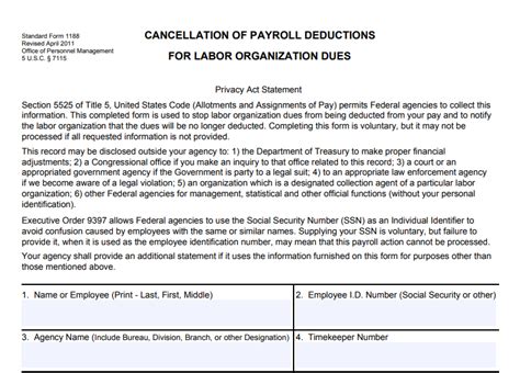 Afge 1188 Cancellation Form Va Form