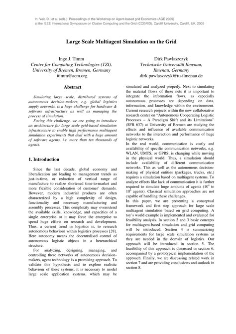 Pdf Large Scale Multiagent Simulation On The Grid
