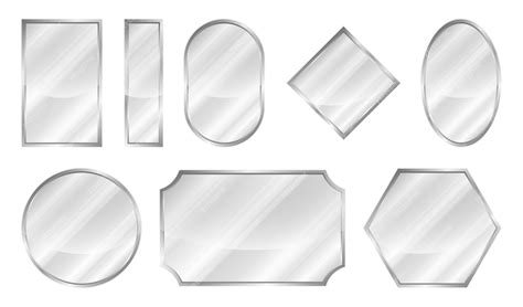 Premium Vector Realistic Mirror Collection Reflecting Glass Mirrors Of Different Shapes