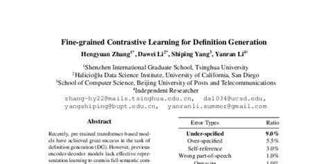 Fine Grained Contrastive Learning For Definition Generation Acl Anthology