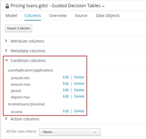 chapter 8 editing or deleting columns in guided decision tables