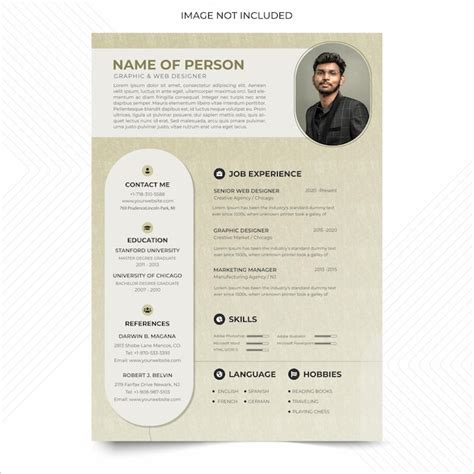 Premium Psd Cv Design With Light Brown Texture Background Resume