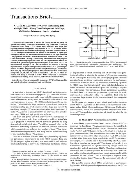 Pdf Atomi An Algorithm For Circuit Partitioning Into Multiple Fpgas Using Time Multiplexed