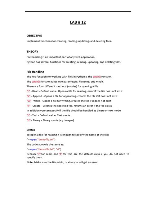 Lab 12 Pdf Computer File Text File